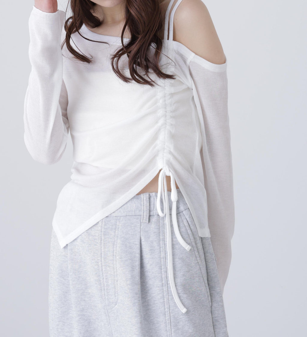 One-Shoulder Shirred T-Shirt