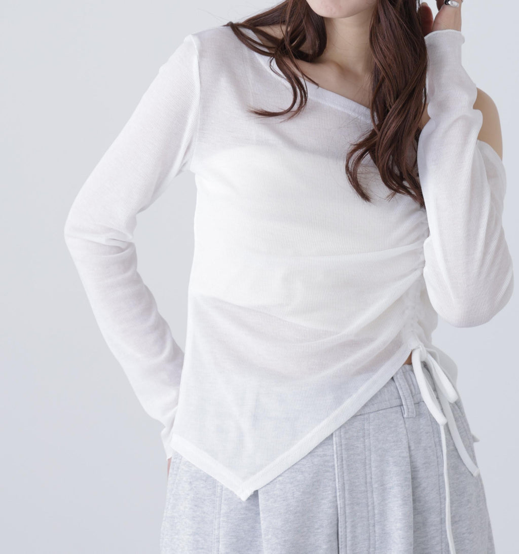 One-Shoulder Shirred T-Shirt