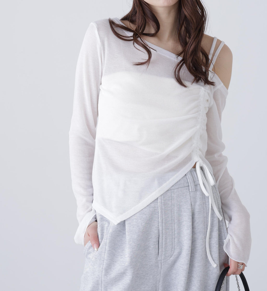 One-Shoulder Shirred T-Shirt