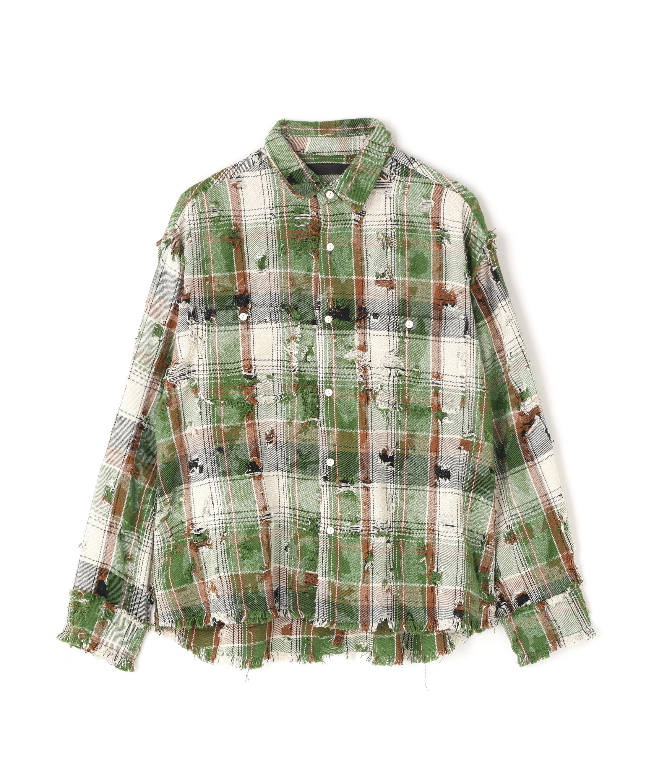 Thank You/DAMAGE CAMO CHECK L/S SHIRTS