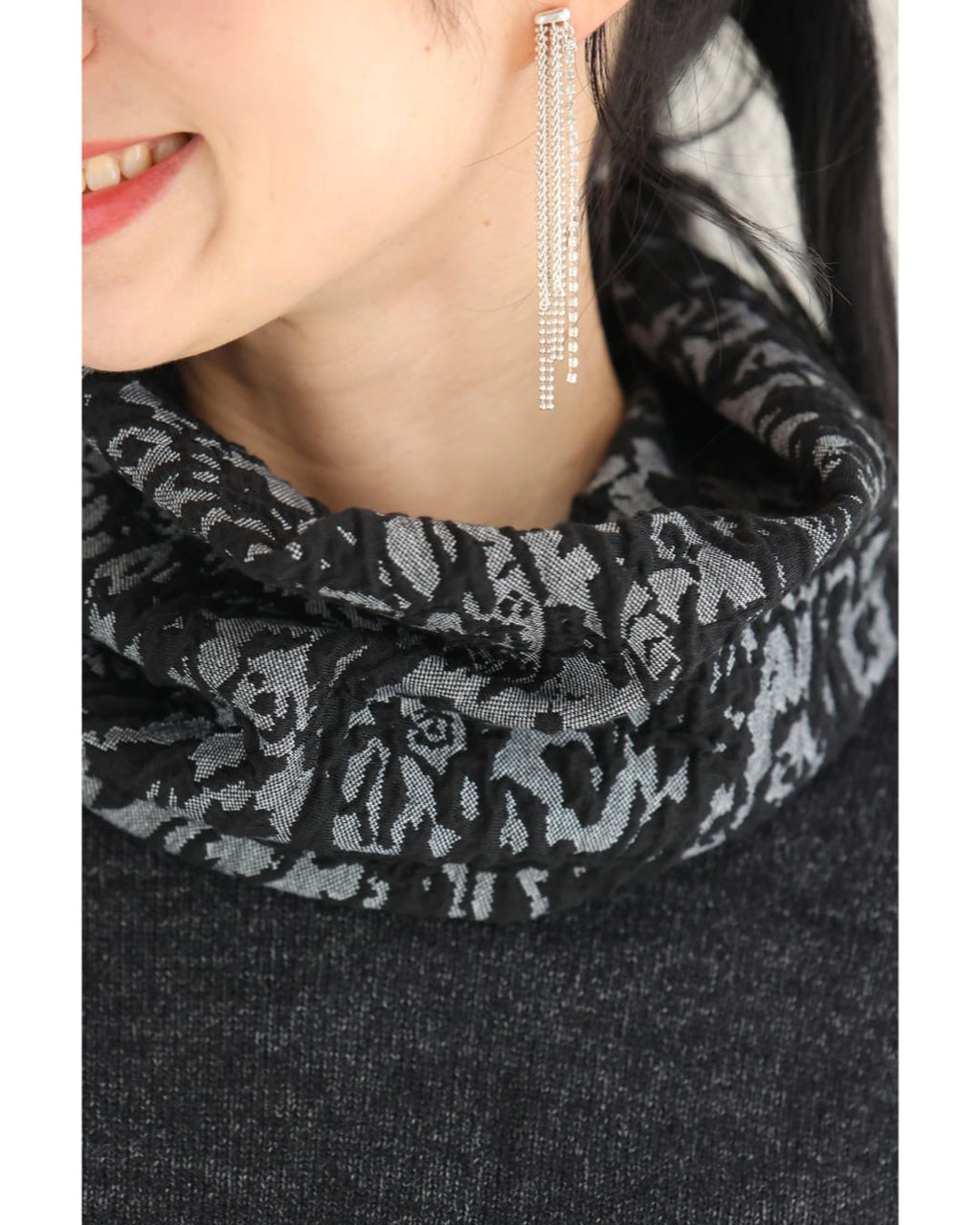 CAWAII Art Pattern Snood Style Neck Dolman Knit Pullover Top