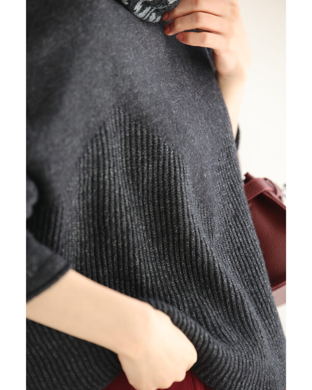 CAWAII Art Pattern Snood Style Neck Dolman Knit Pullover Top