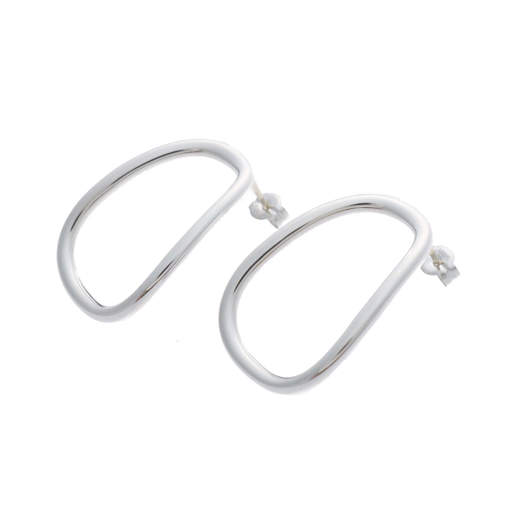 COCOSHNIK Lasting Silver Trapeze Stud Earrings