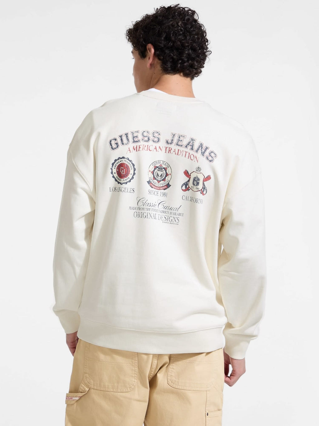 Guess Jeans Crew Neck Oversized Varsity Logo Sweatshirt