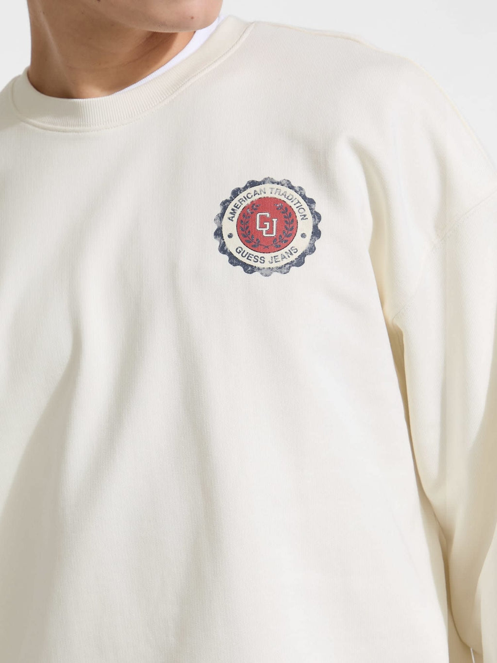 Guess Jeans Crew Neck Oversized Varsity Logo Sweatshirt