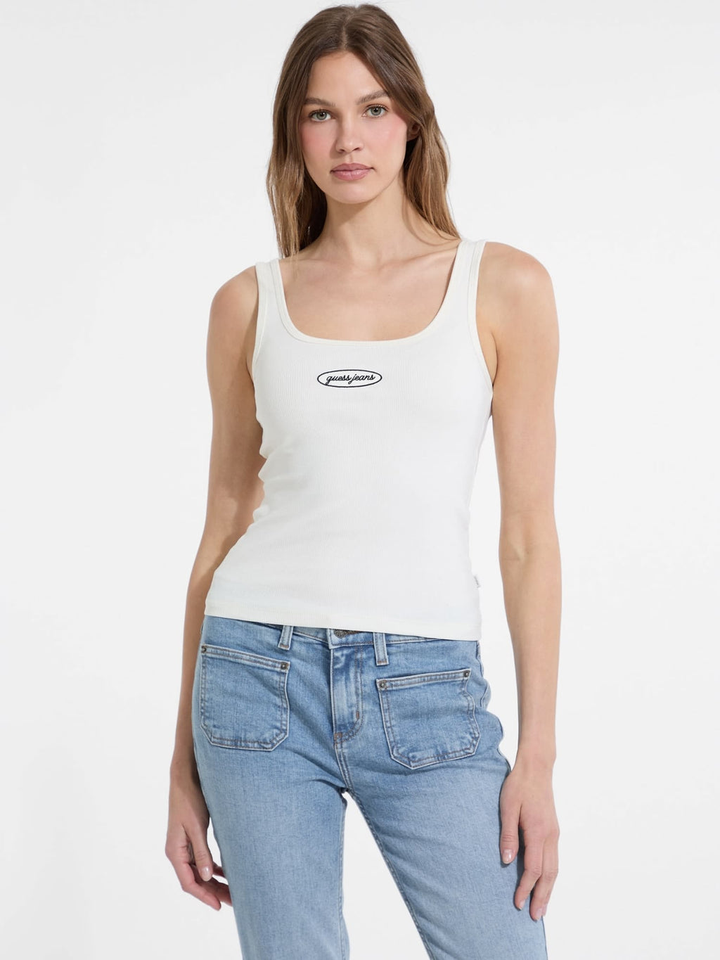 Guess Jeans Slim Ribbed Tank Top