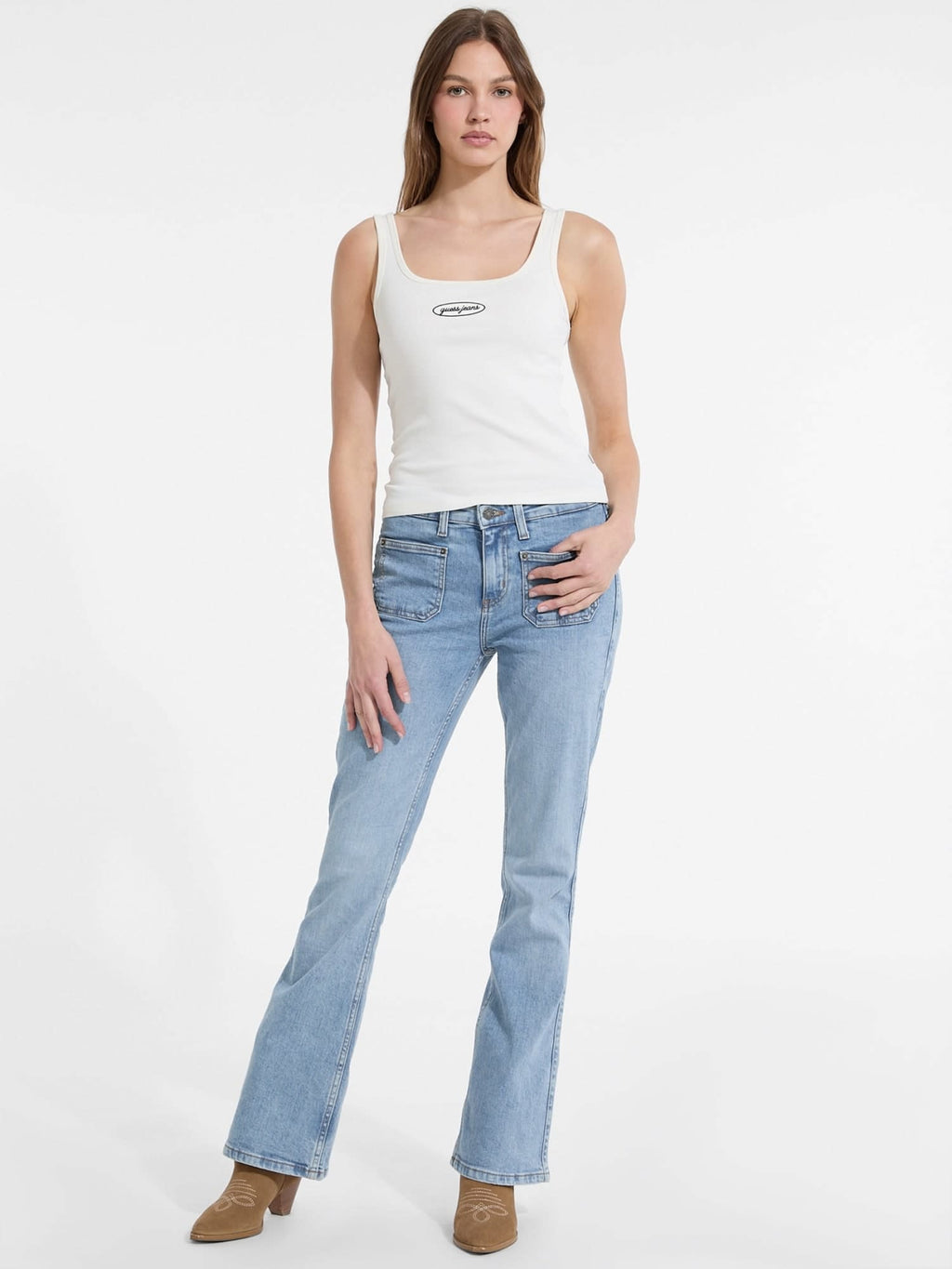 Guess Jeans Slim Ribbed Tank Top
