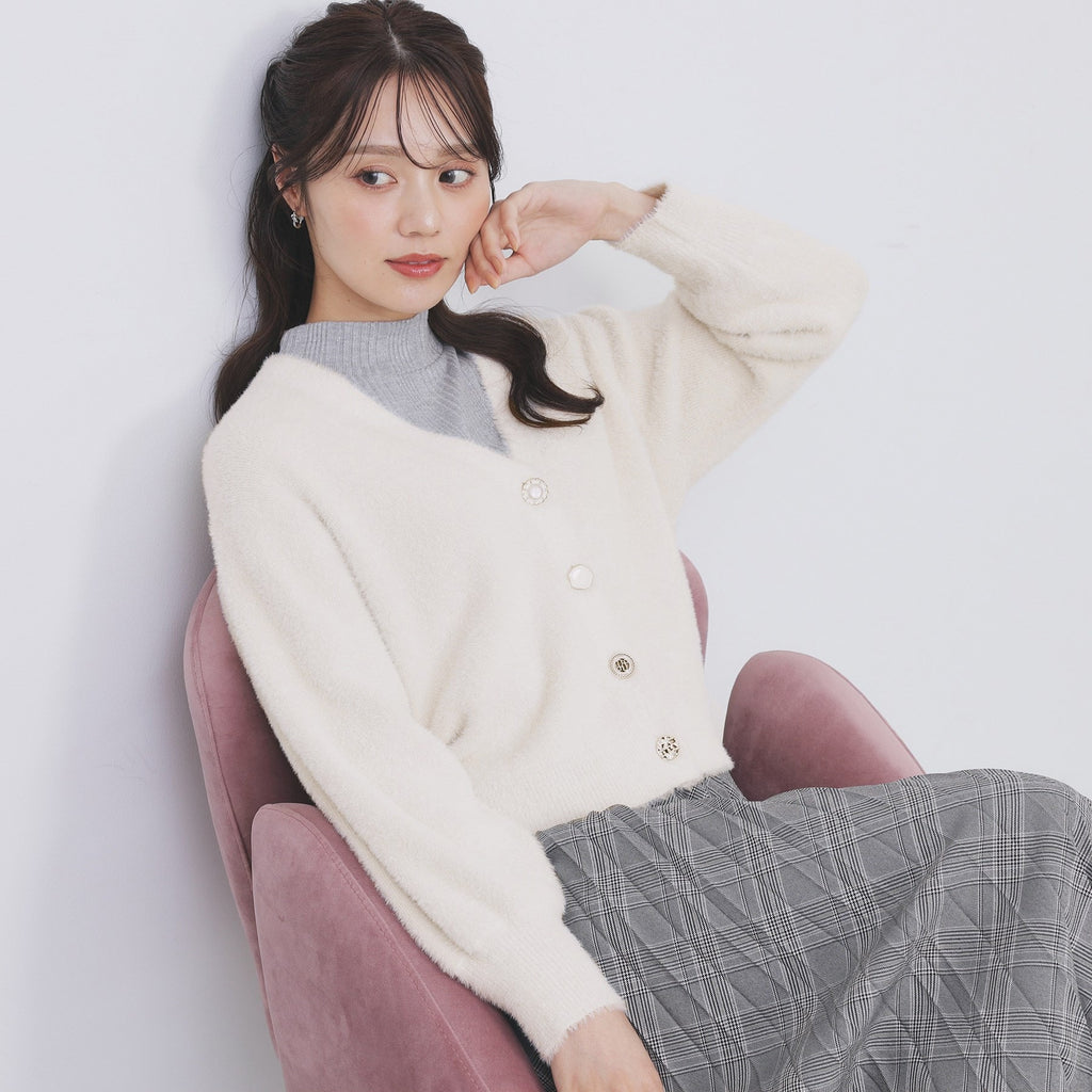 index index 閃光羽毛紗V領開襟外套【可機洗】