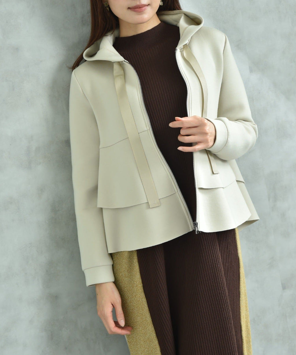 INTERPLANET Cardboard Knit Frill ZIP Parka