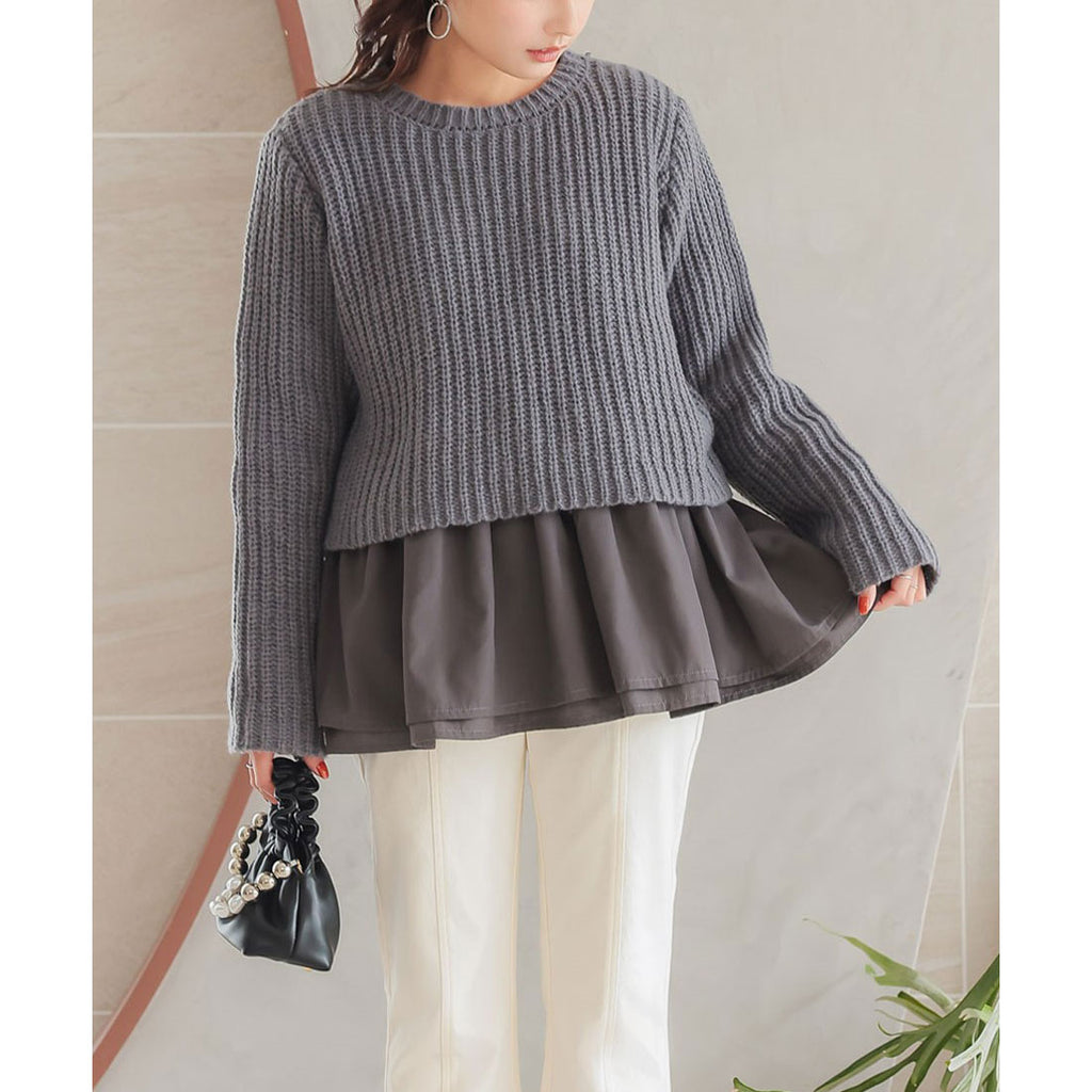 KOBE LETTUCE KOBE LETTUCE [ Petitle / Puchi Re ] Short Knit × Peplum B