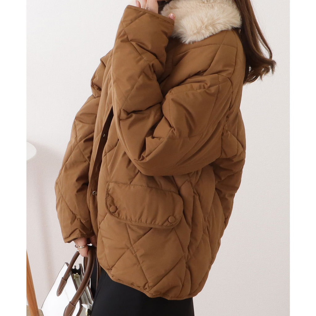 Lace Ladies Color Faux Fur Lined Quilted Jacket