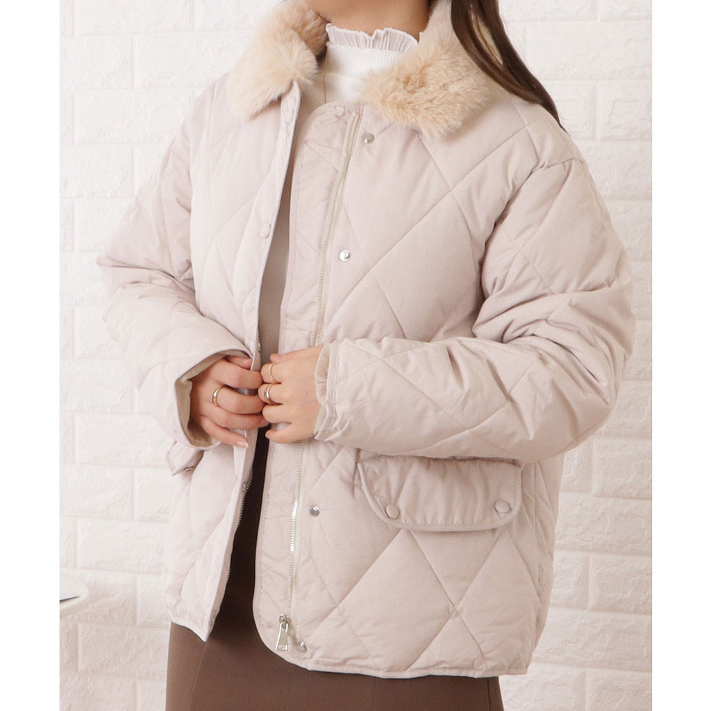 Lace Ladies Color Faux Fur Lined Quilted Jacket