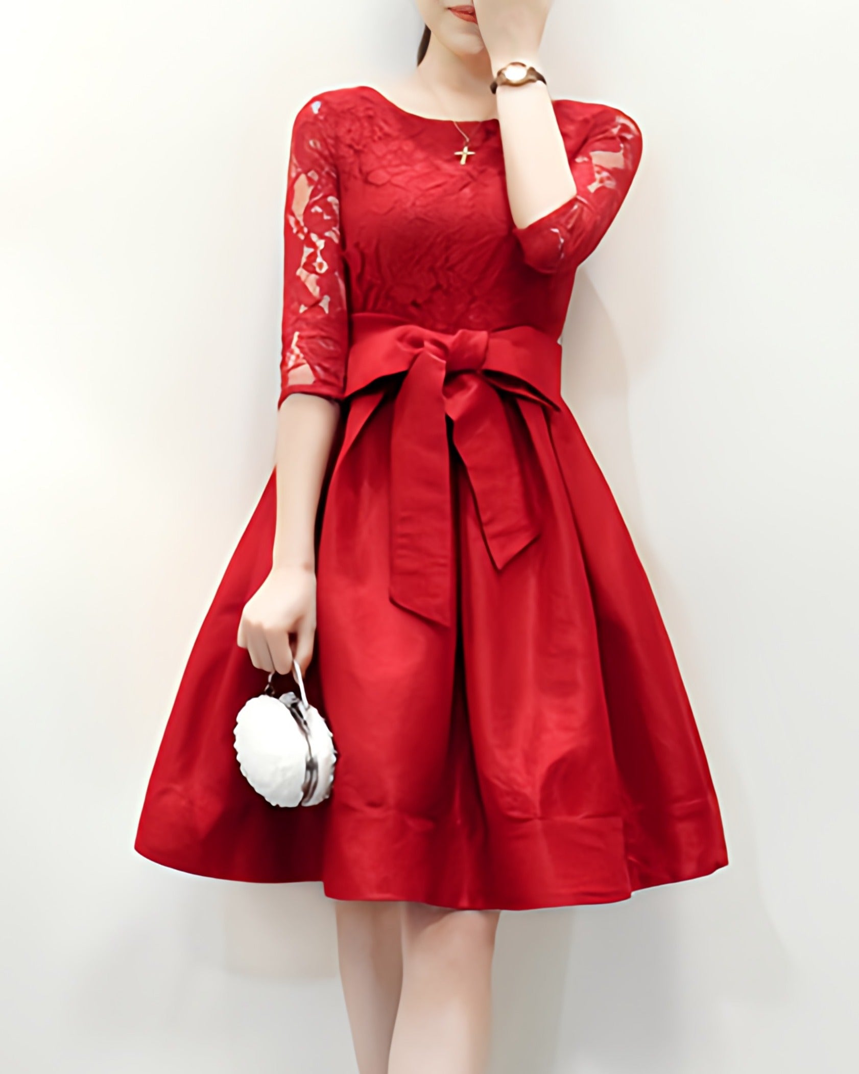 Lily of Valley Embroidered Lace Dress One-Piece Elegant Stylish Formal