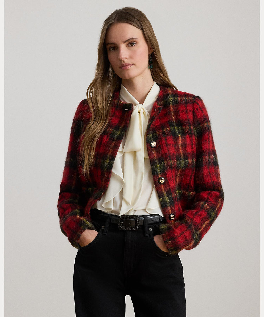 Lauren Ralph Lauren Checked Mohair Cropped Jacket