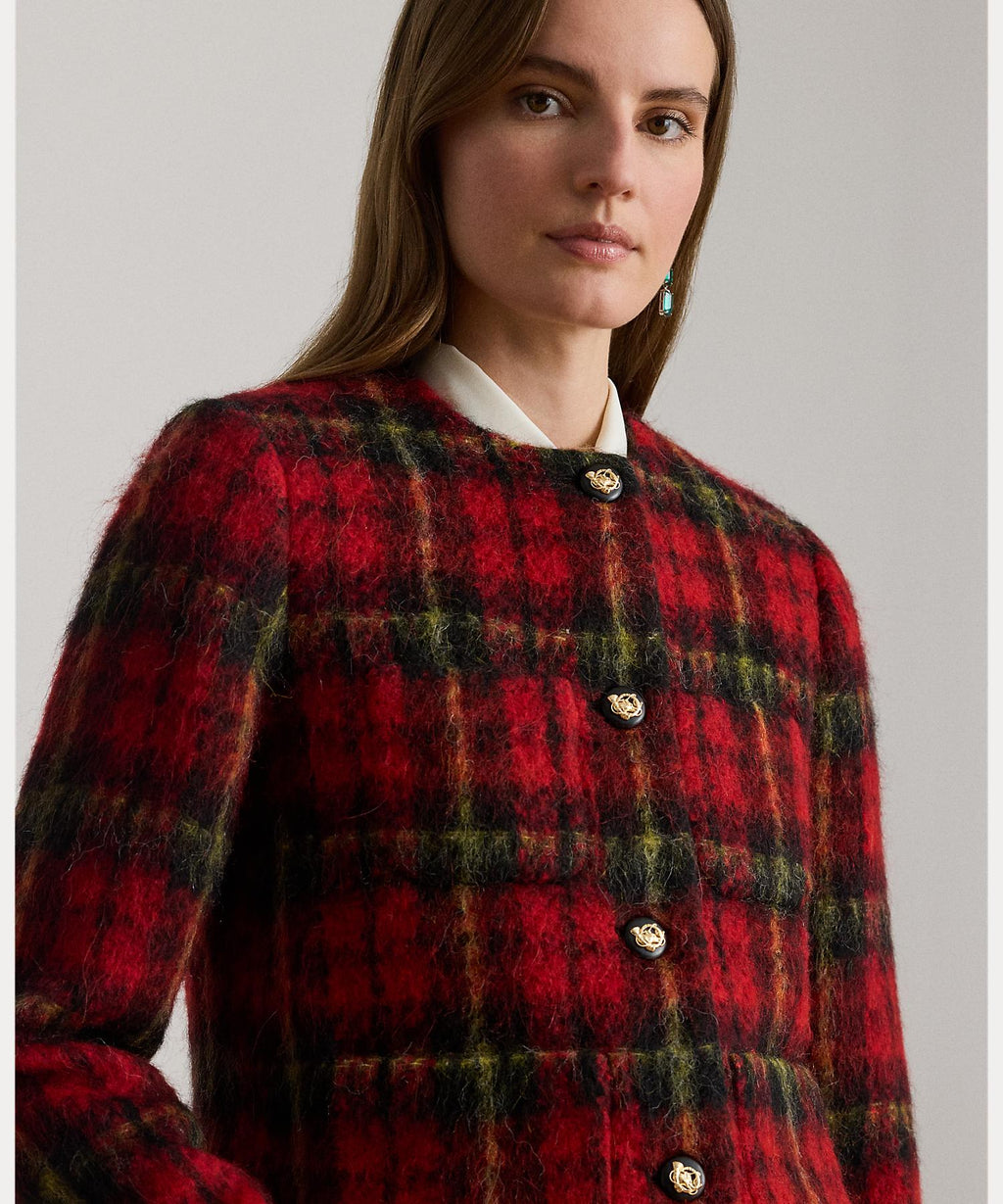 Lauren Ralph Lauren Checked Mohair Cropped Jacket
