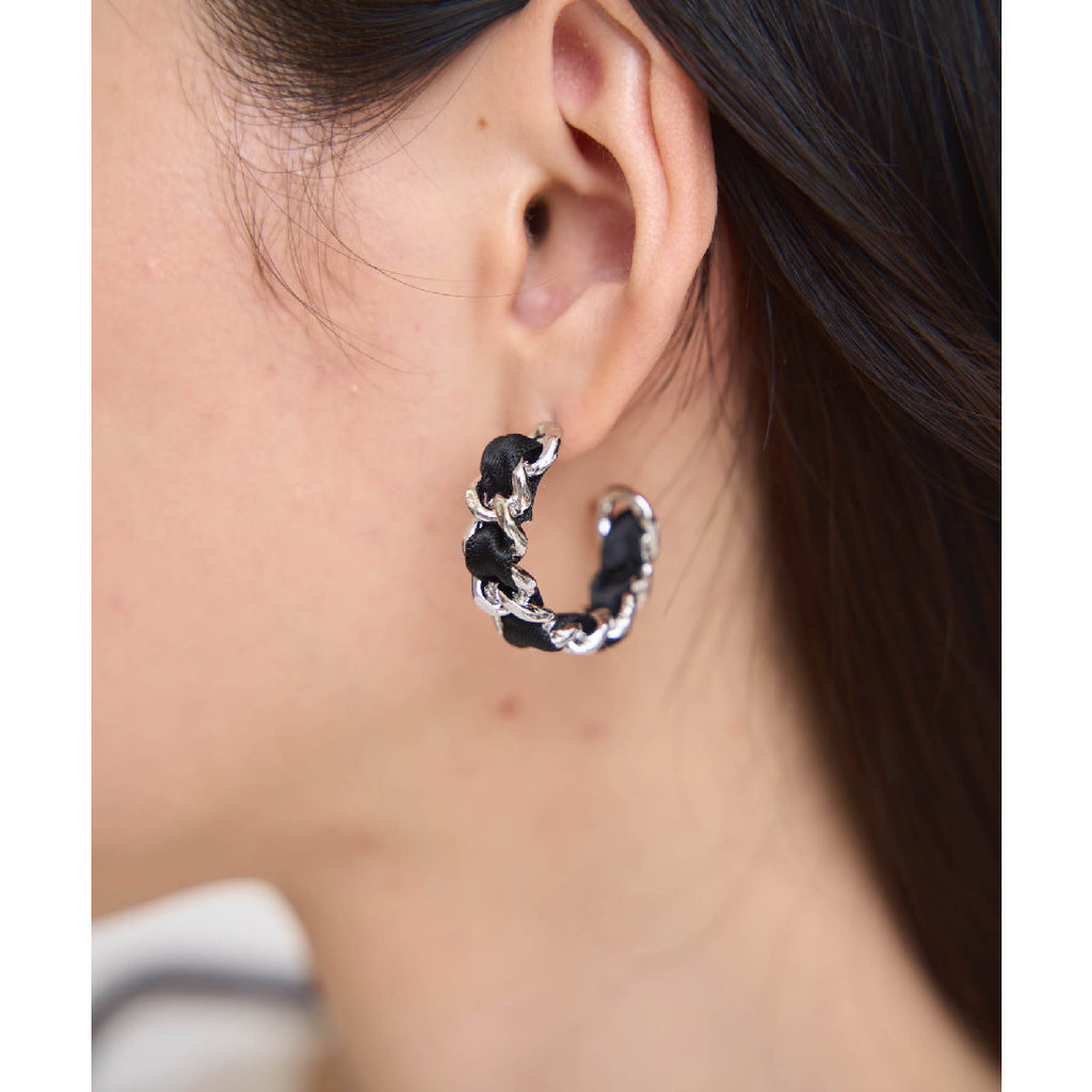 Noela Ribbon Chain Hoop Earrings