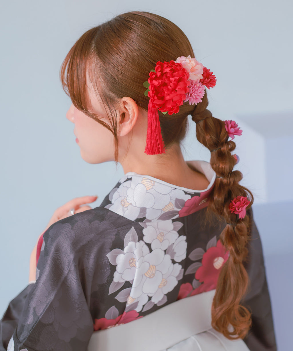 Retica Tassel-Decorated Ball Kanzashi Flower Yukata Hair Accessory 9-P
