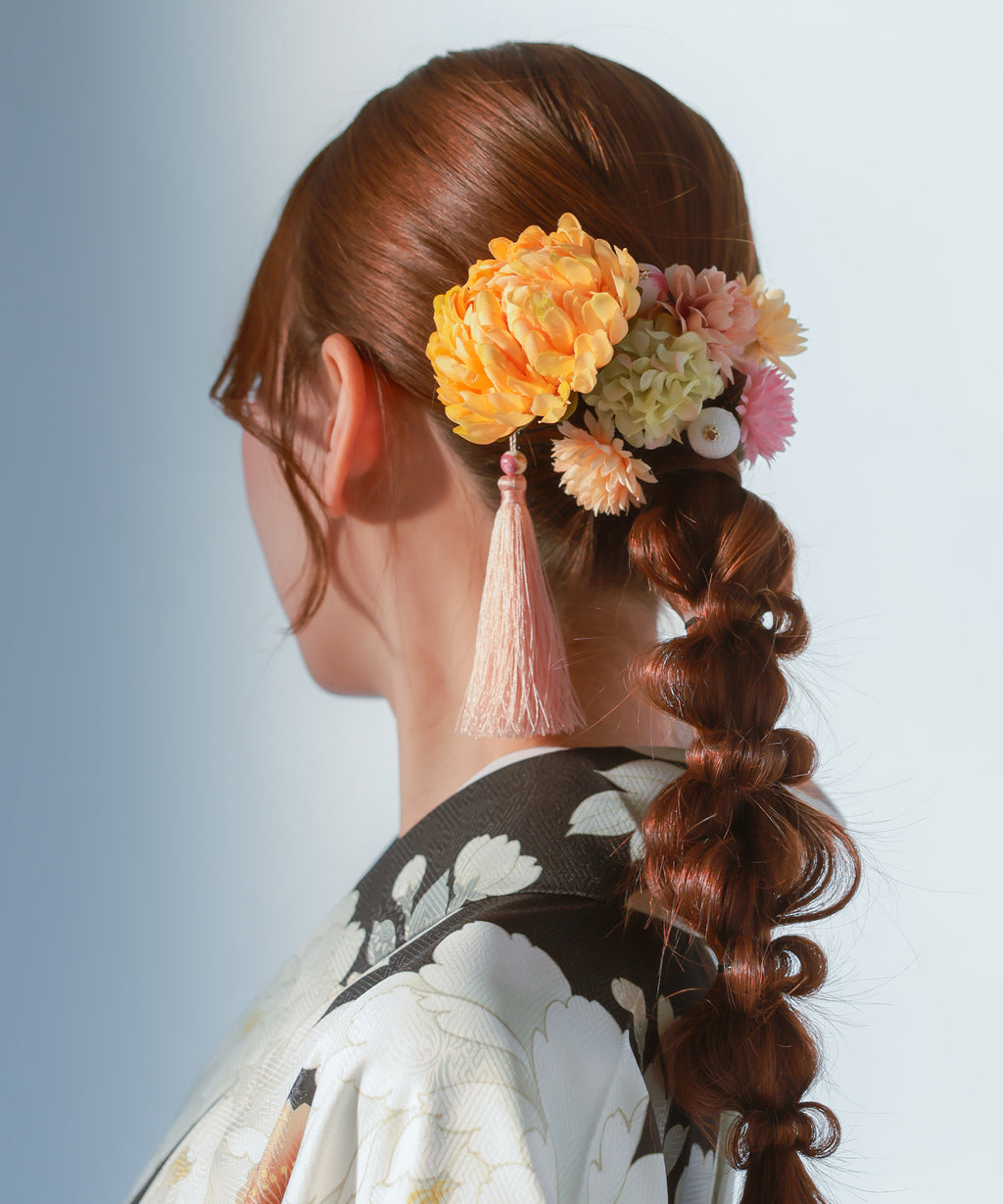 Retica Tassel-Decorated Ball Kanzashi Flower Yukata Hair Accessory 9-P