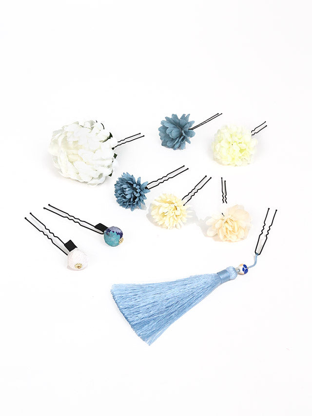 Retica Tassel-Decorated Ball Kanzashi Flower Yukata Hair Accessory 9-P