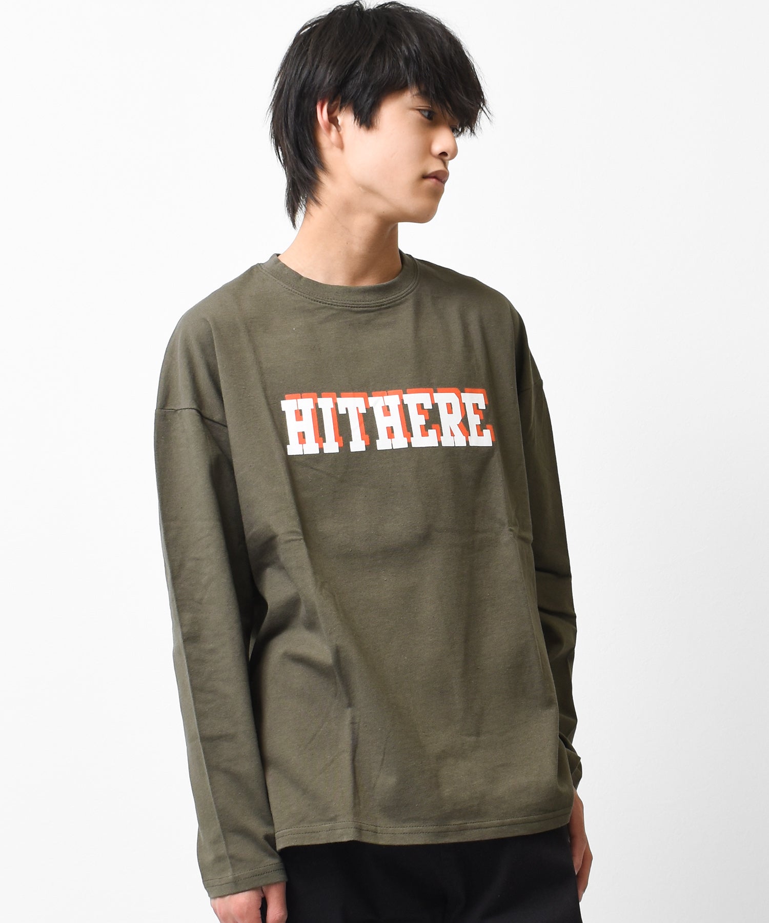 RAT EFFECT HITHERE Logo Print Long T-Shirt