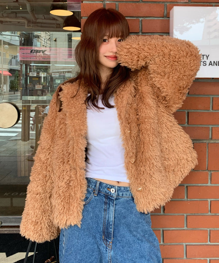 Titivate Quilted Poodle Faux Fur Jacket with Intermediate Padding