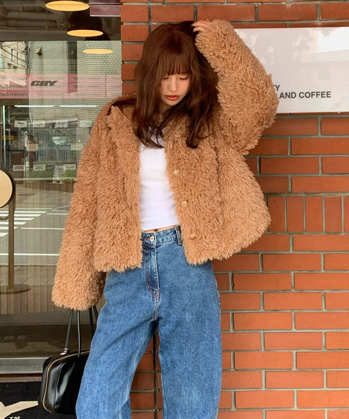 Titivate Quilted Poodle Faux Fur Jacket with Intermediate Padding