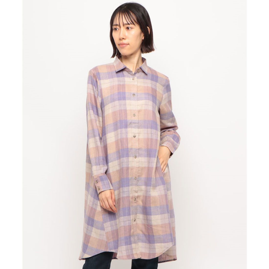 Motomachi Gérard French Linen Side Flare & Tuck Accent Long Shirt